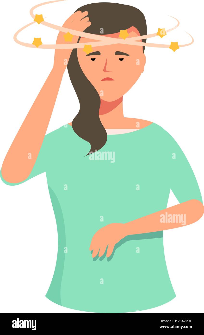 Illustration of a female with stars spinning around her head hi-res ...