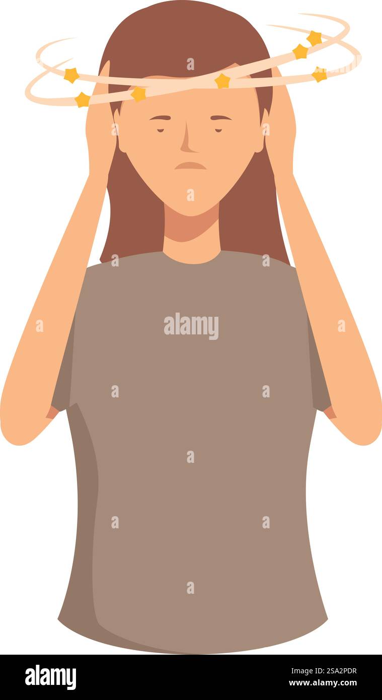 Illustration of a young female with stars around her head, signifying ...