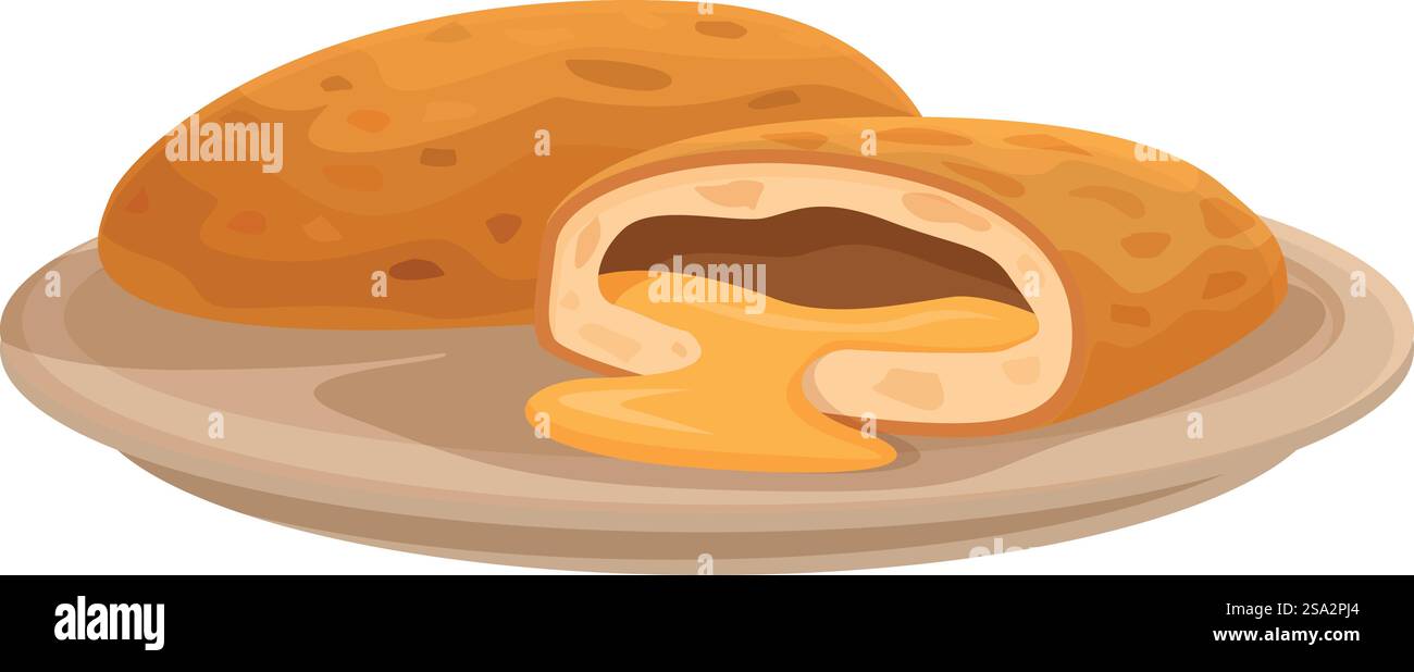 Illustration of delicious cheesy stuffed bread on a plate, perfect for ...