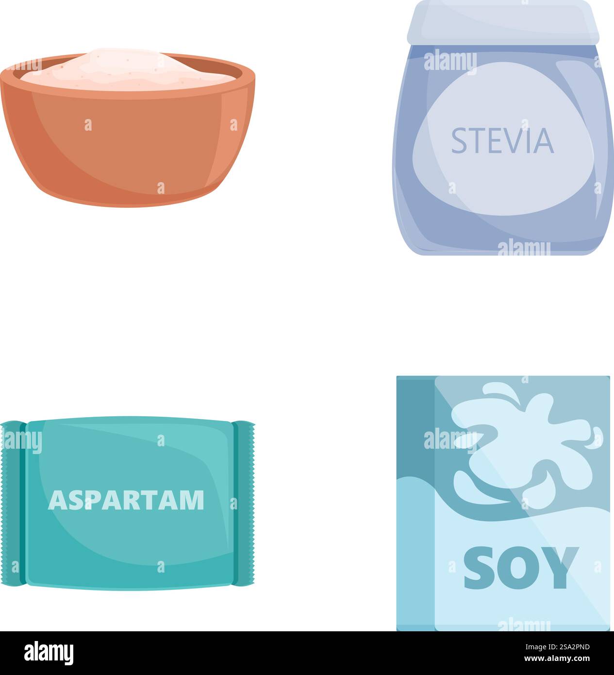 Sweetener alternative icons set cartoon vector. Food substitute in ...