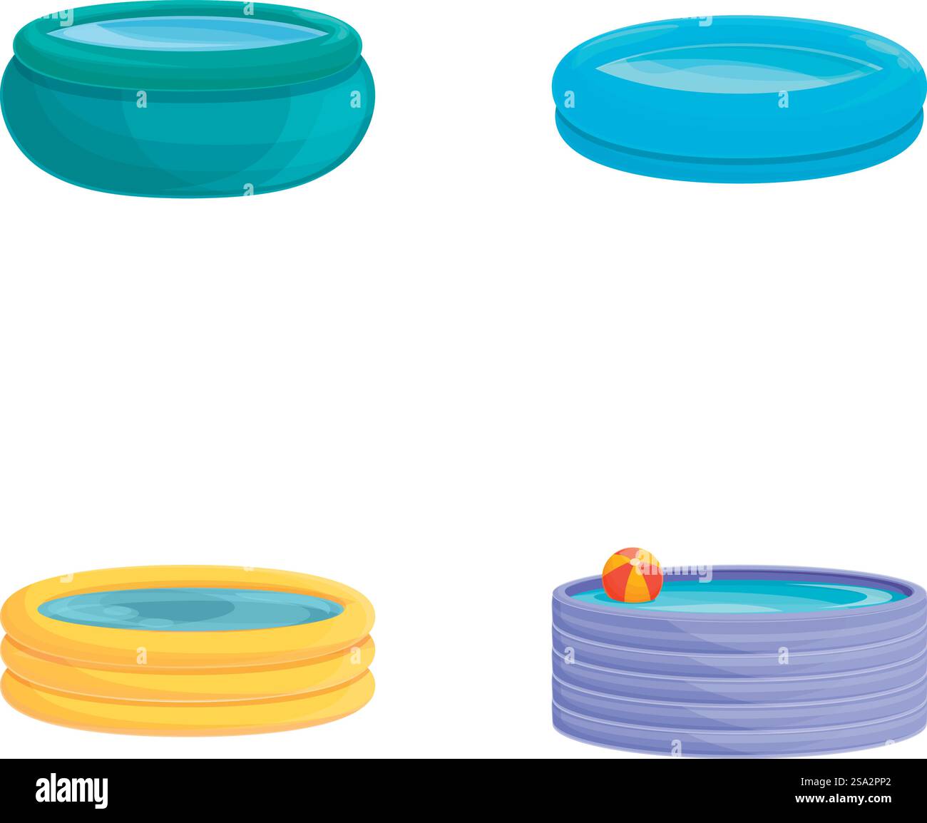 Inflatable pool icons set cartoon vector. Swimming pool of various ...