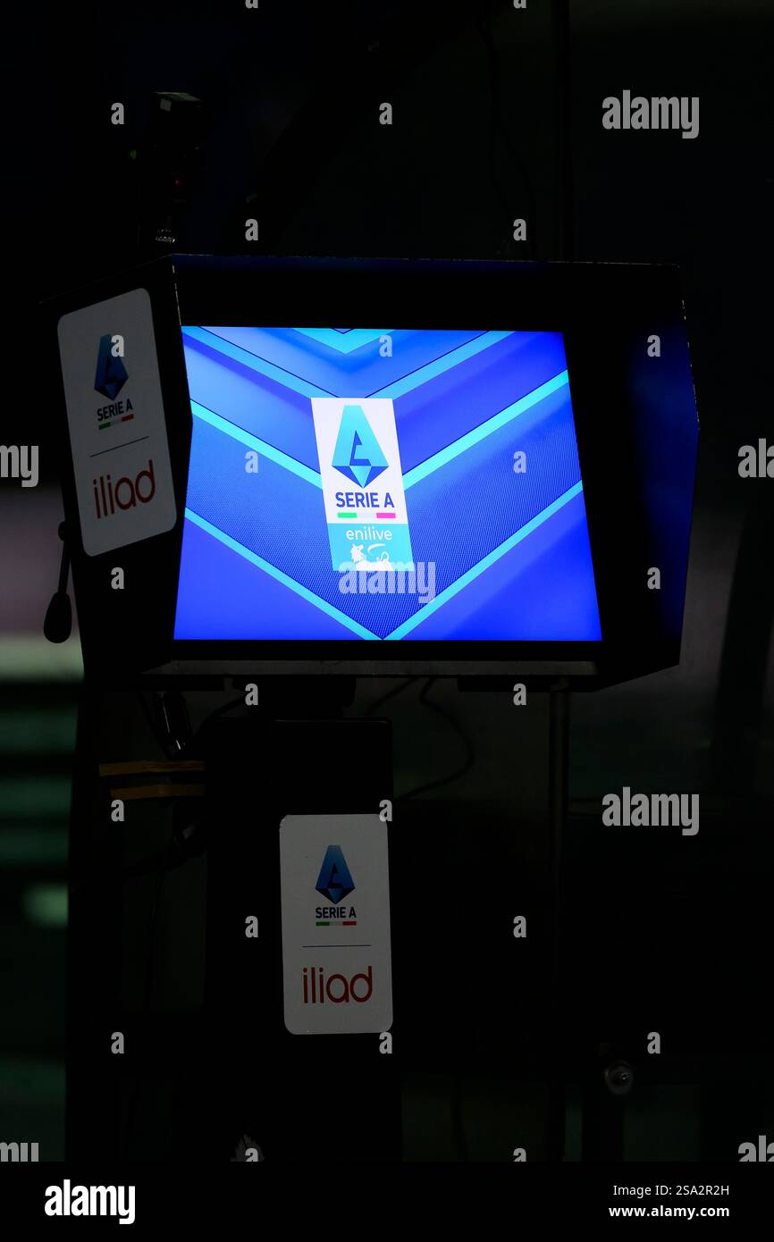 The Video Assistant referee (VAR) monitor during the Serie A football ...