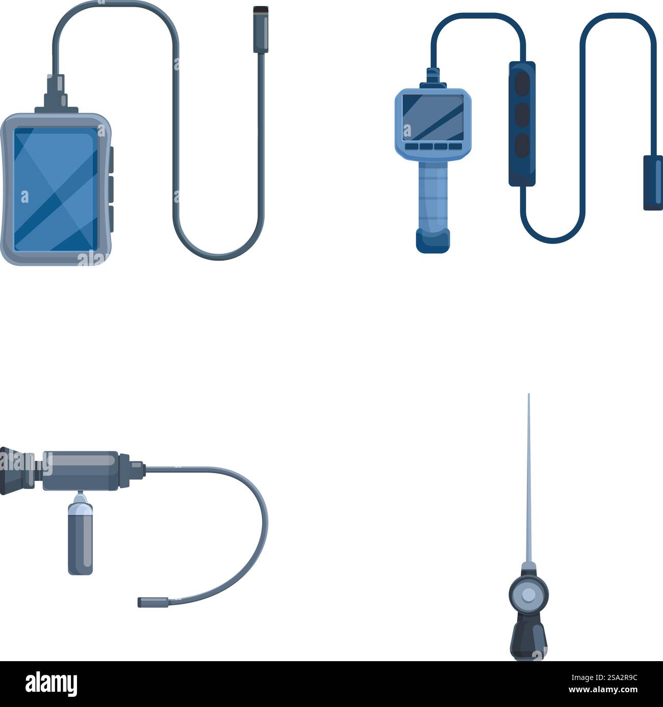 Endoscope icons set cartoon vector. Gastroscopy endoscope device ...