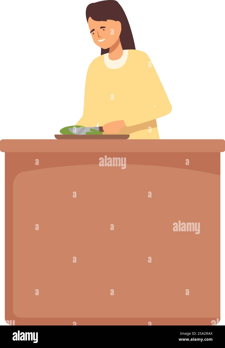Mother preparing food at kitchen icon cartoon vector. Daily routine ...