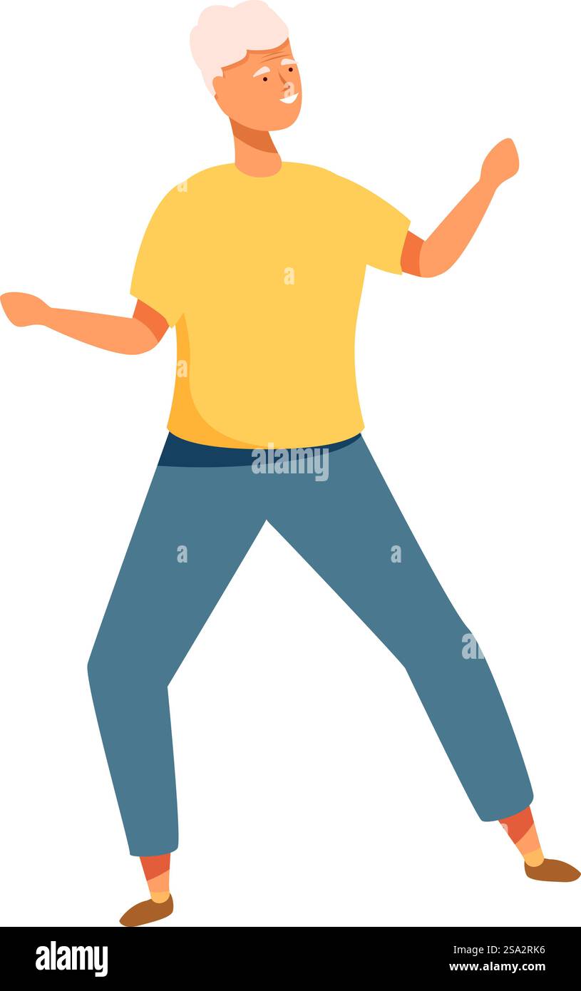 Senior man stretching icon cartoon vector. Morning exercise. Smiling ...
