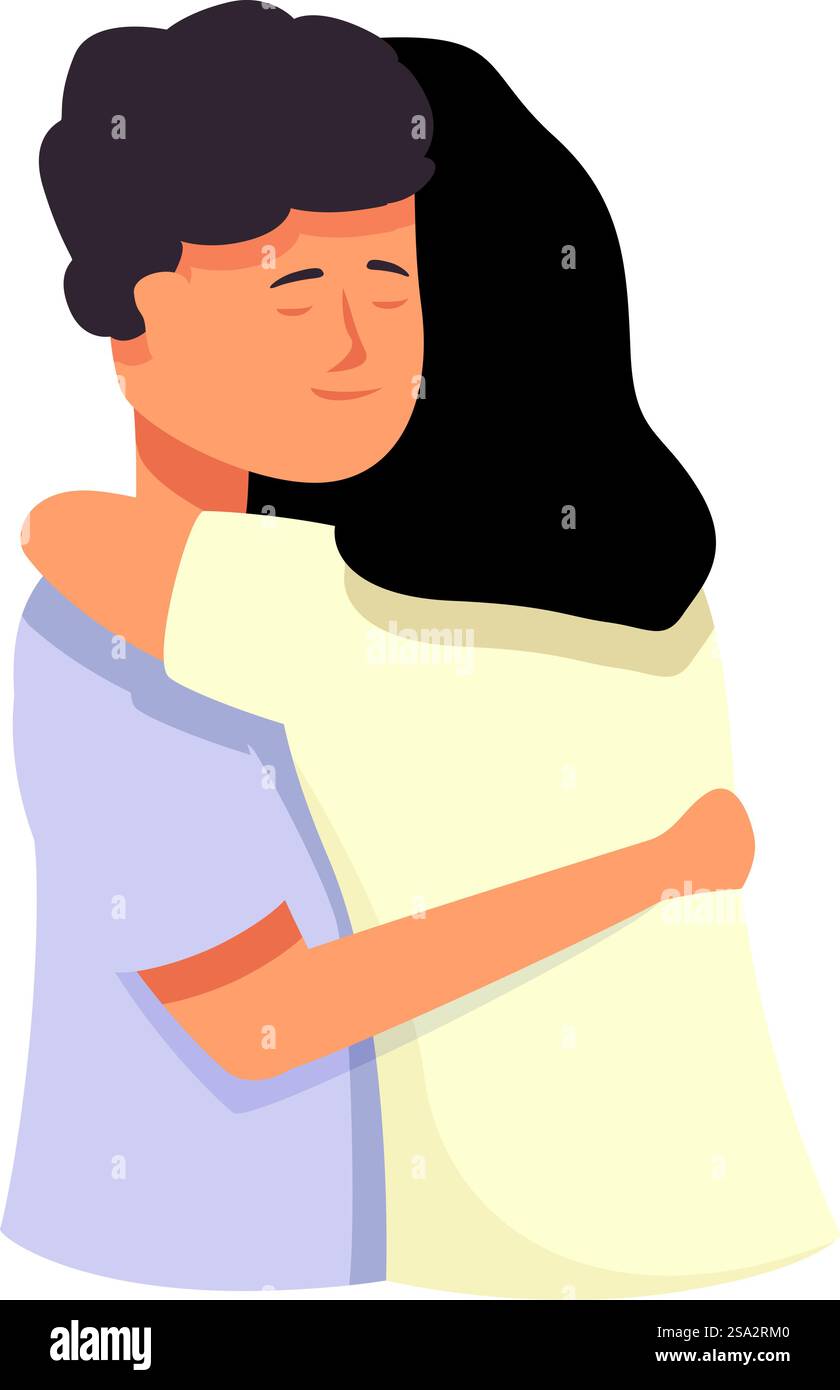 Calm couple embrace icon cartoon vector. Soul happy. Indoor emotion ...
