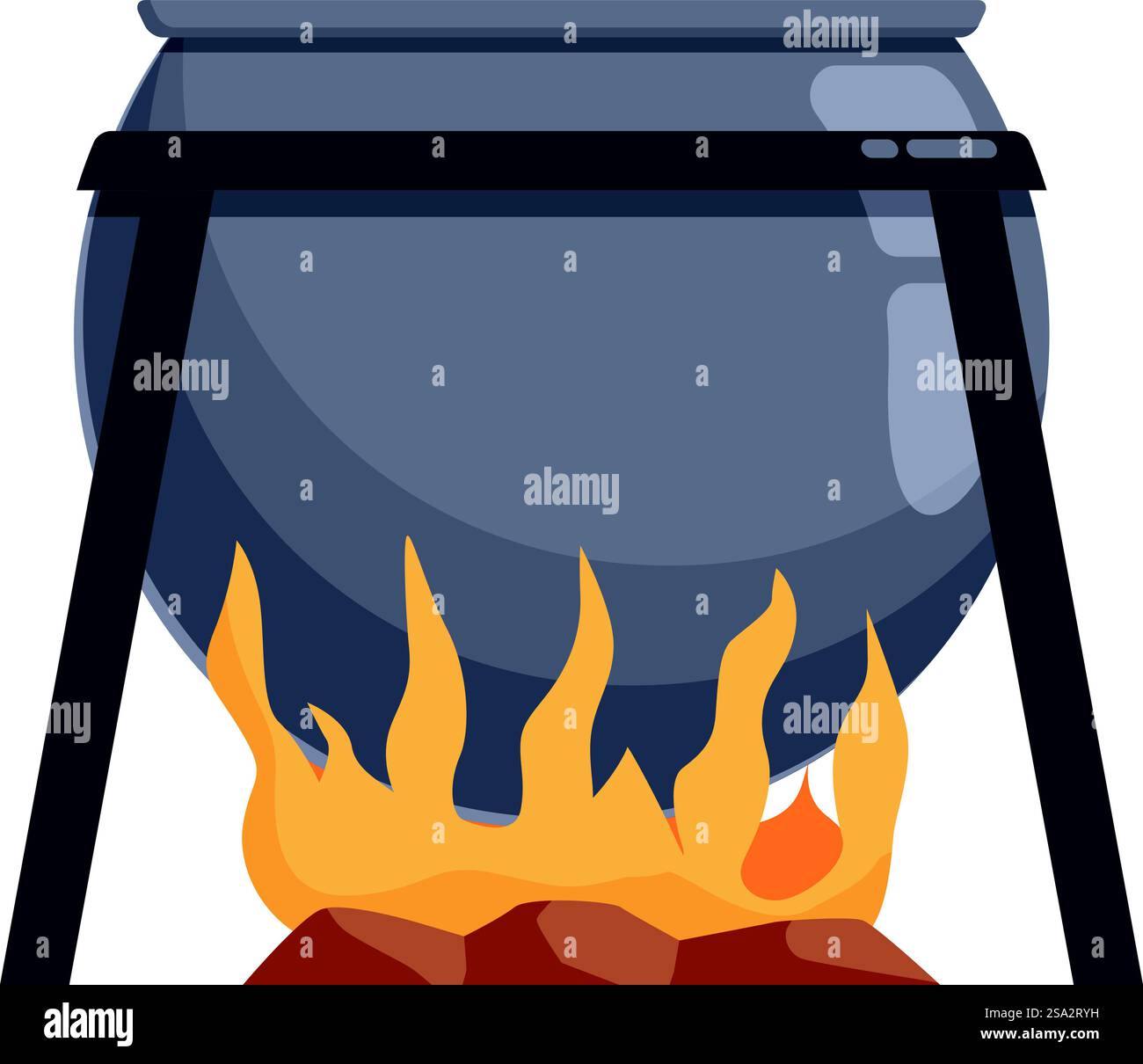 Cauldron on fire icon cartoon vector. Sorcery potion. Laboratory ...