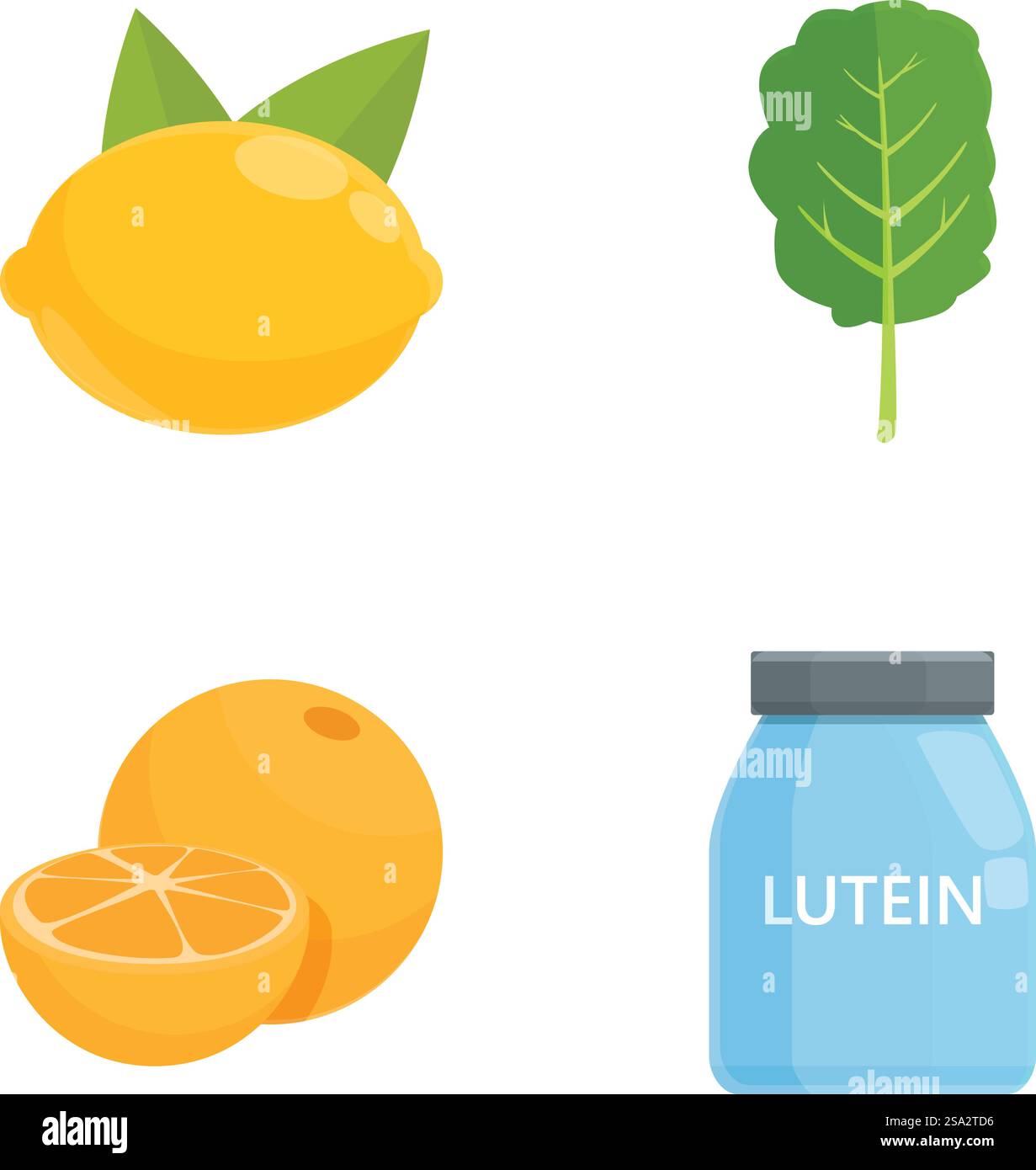 Lutein product icons set cartoon vector. Lutein product and dietary ...