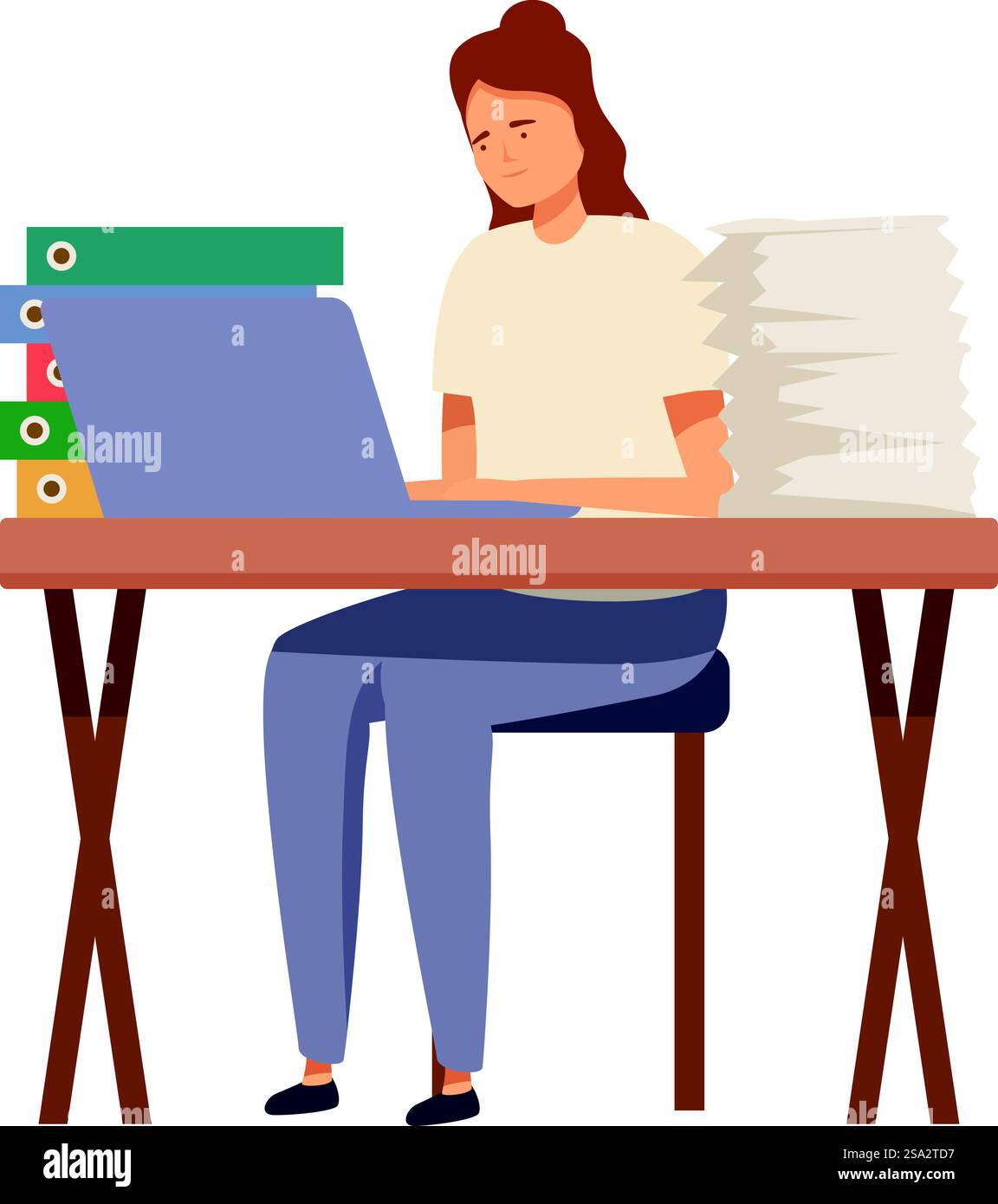 Depressed overworked woman office Stock Vector Images - Alamy