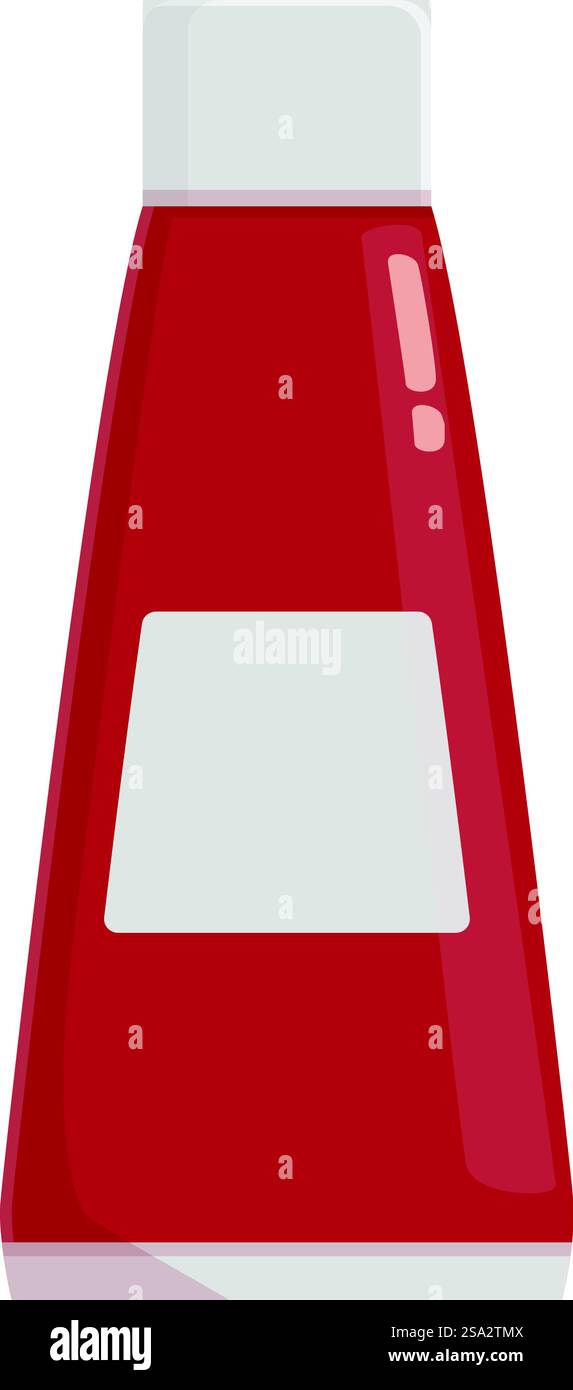 Cartoon ketchup bottle illustration with red sauce and tomato in vector ...