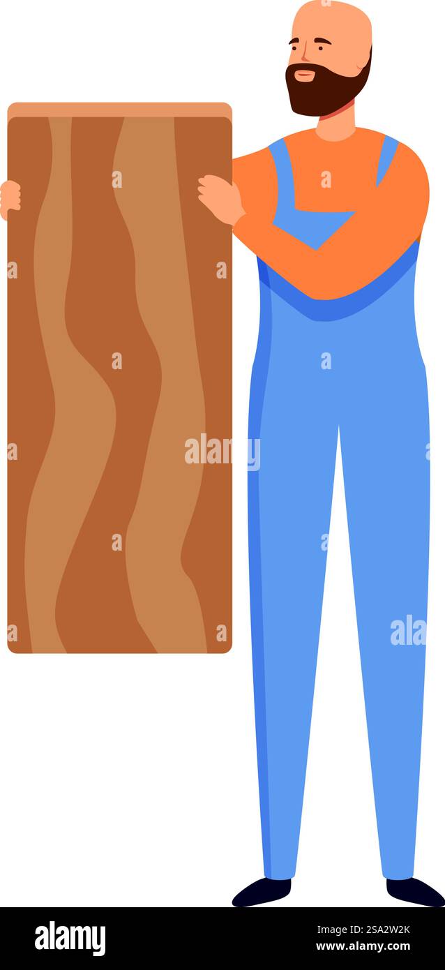 Master carpenter take part of furniture icon cartoon vector. Home ...