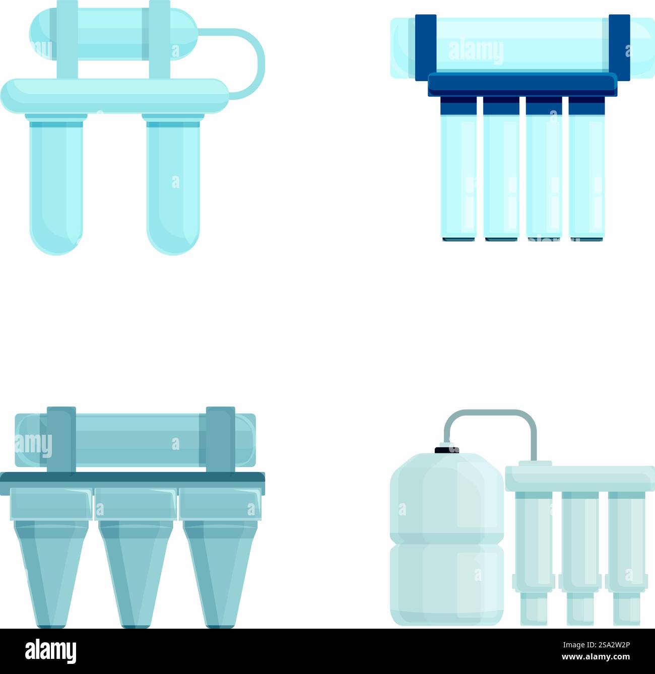Aqua filter icons set cartoon vector. Water purification and filtration ...
