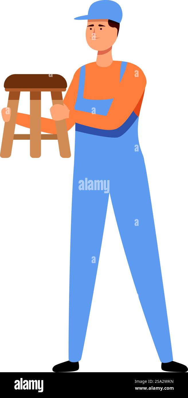 Male worker assembly chair icon cartoon vector. Domestic interior ...