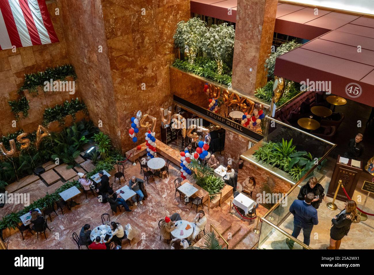 The interior of Trump tower features both restaurants and shops, New ...