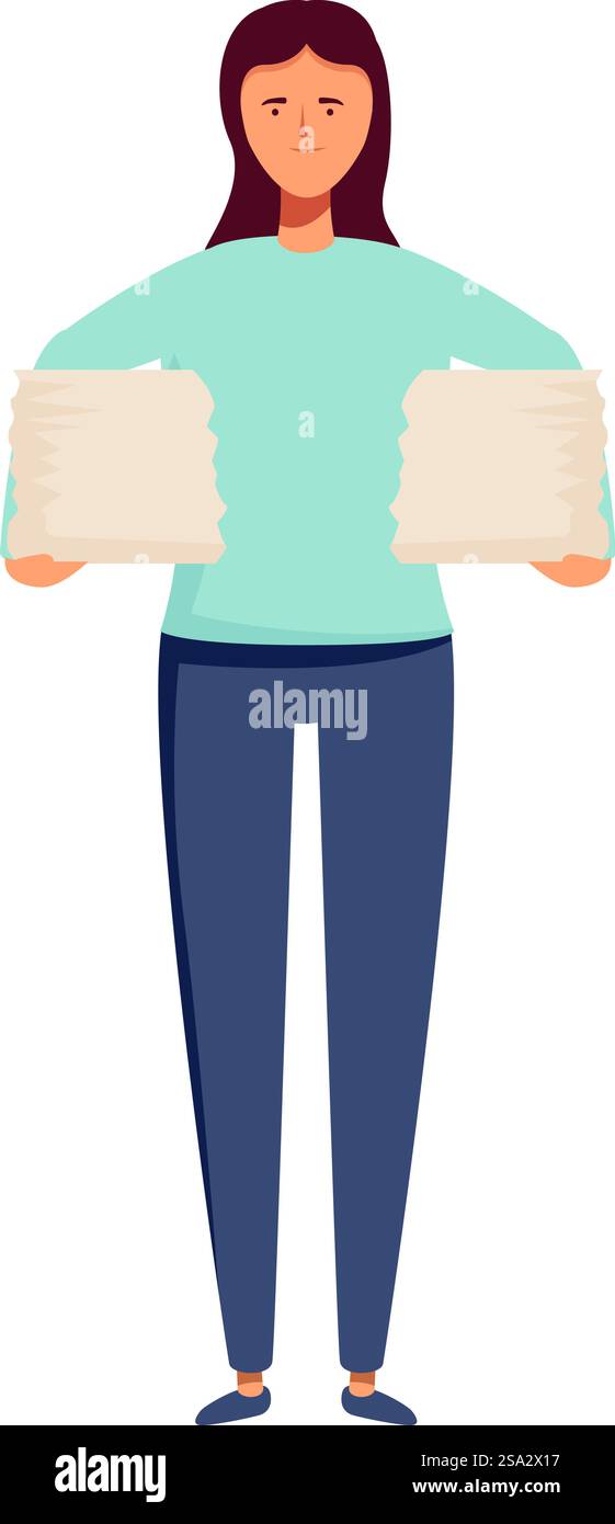 Female Workaholic Skill Icon Cartoon Vector Work Busy Time Design