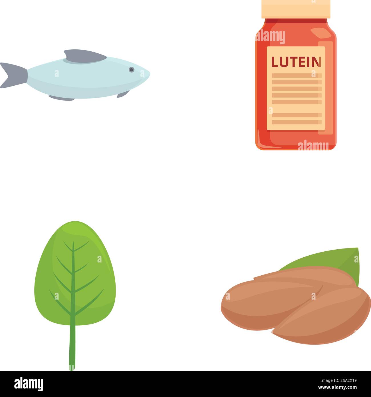 Lutein supplement icons set cartoon vector. Lutein product, dietary ...