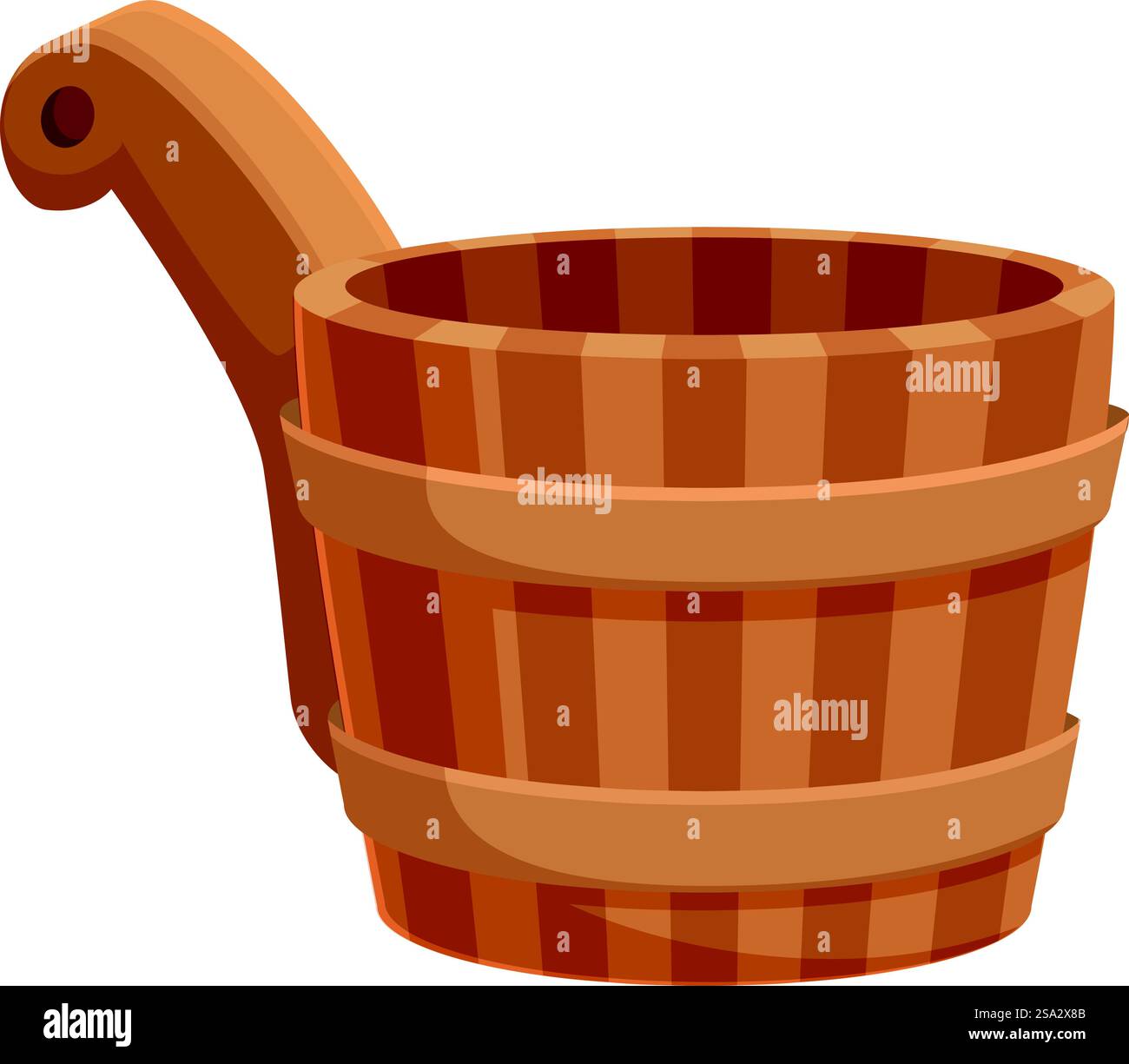 Vector image of a stylized wooden sauna bucket with a handle, isolated ...