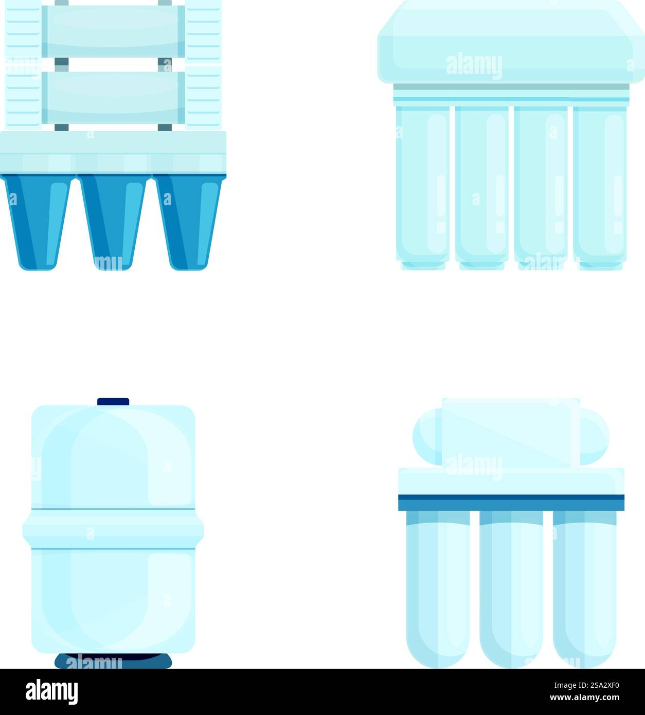 Water filter icons set cartoon vector. Water purification and ...