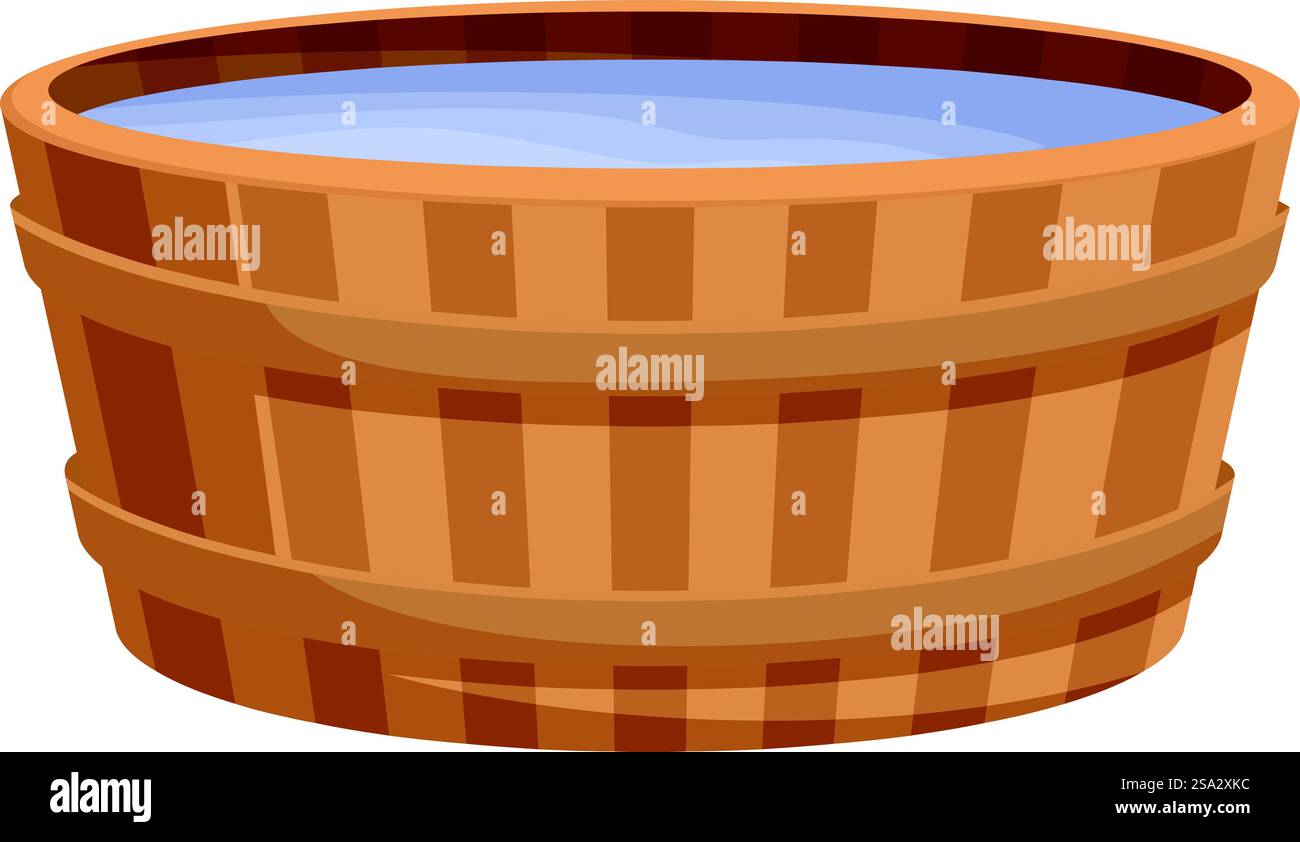 Vintage handcrafted wooden water bucket illustration with rustic wood ...