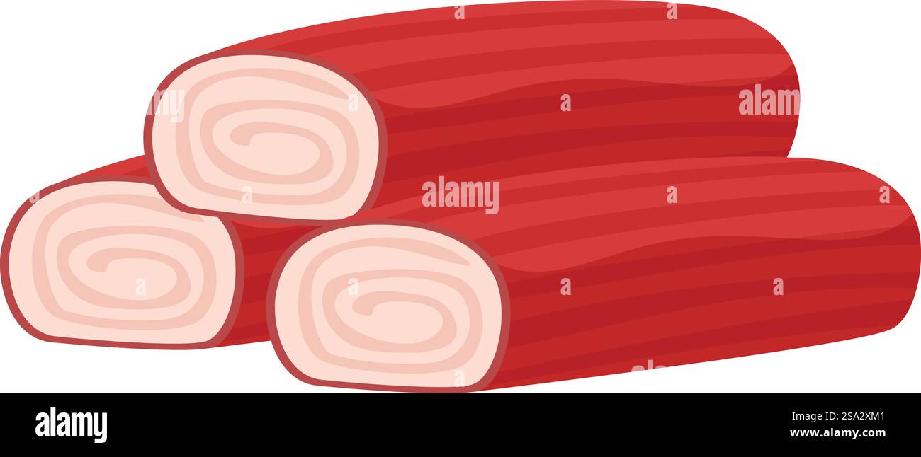 Vector image of stylized red imitation crab sticks, ideal for food ...