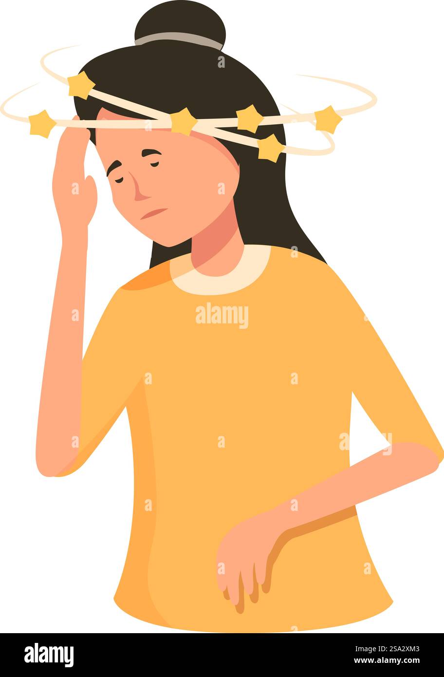 Illustration of a young female woman experiencing dizziness. Vertigo ...