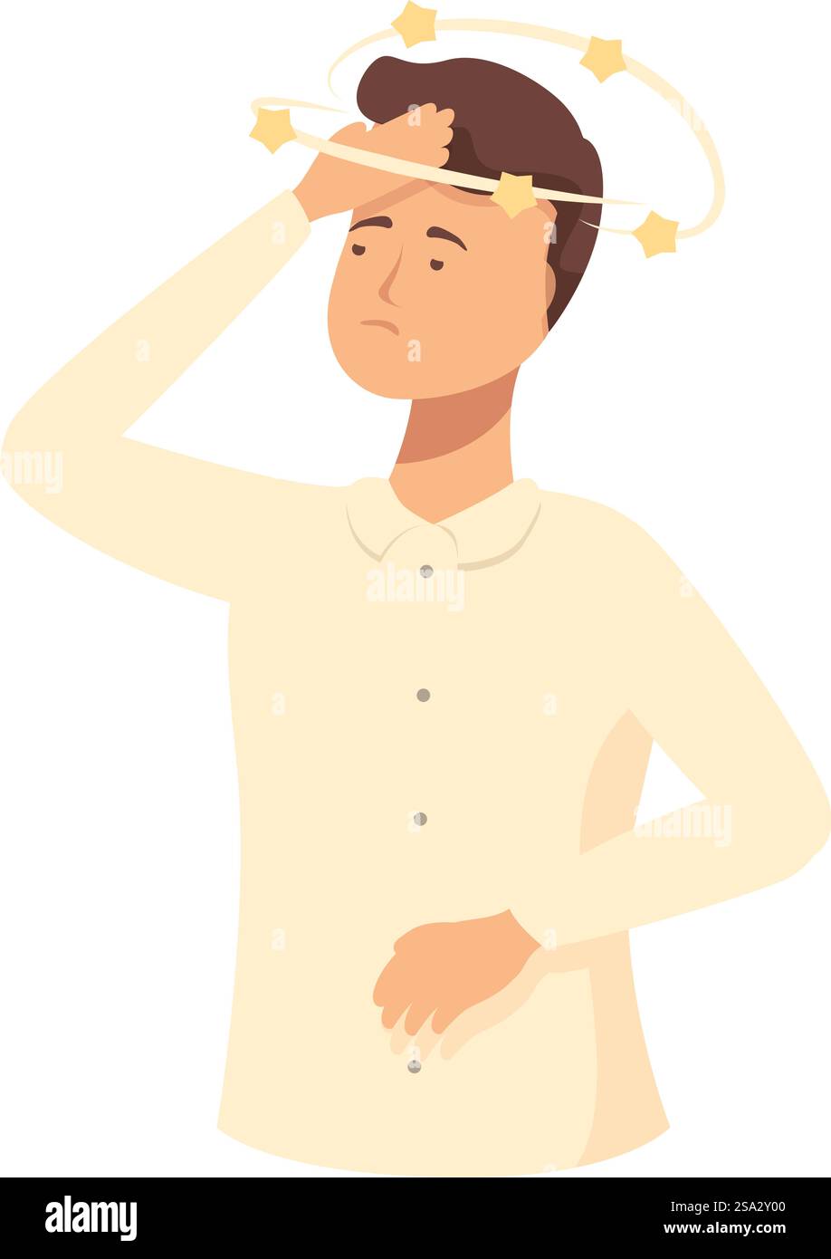Illustration of a young man feeling dizzy with stars circling his head ...