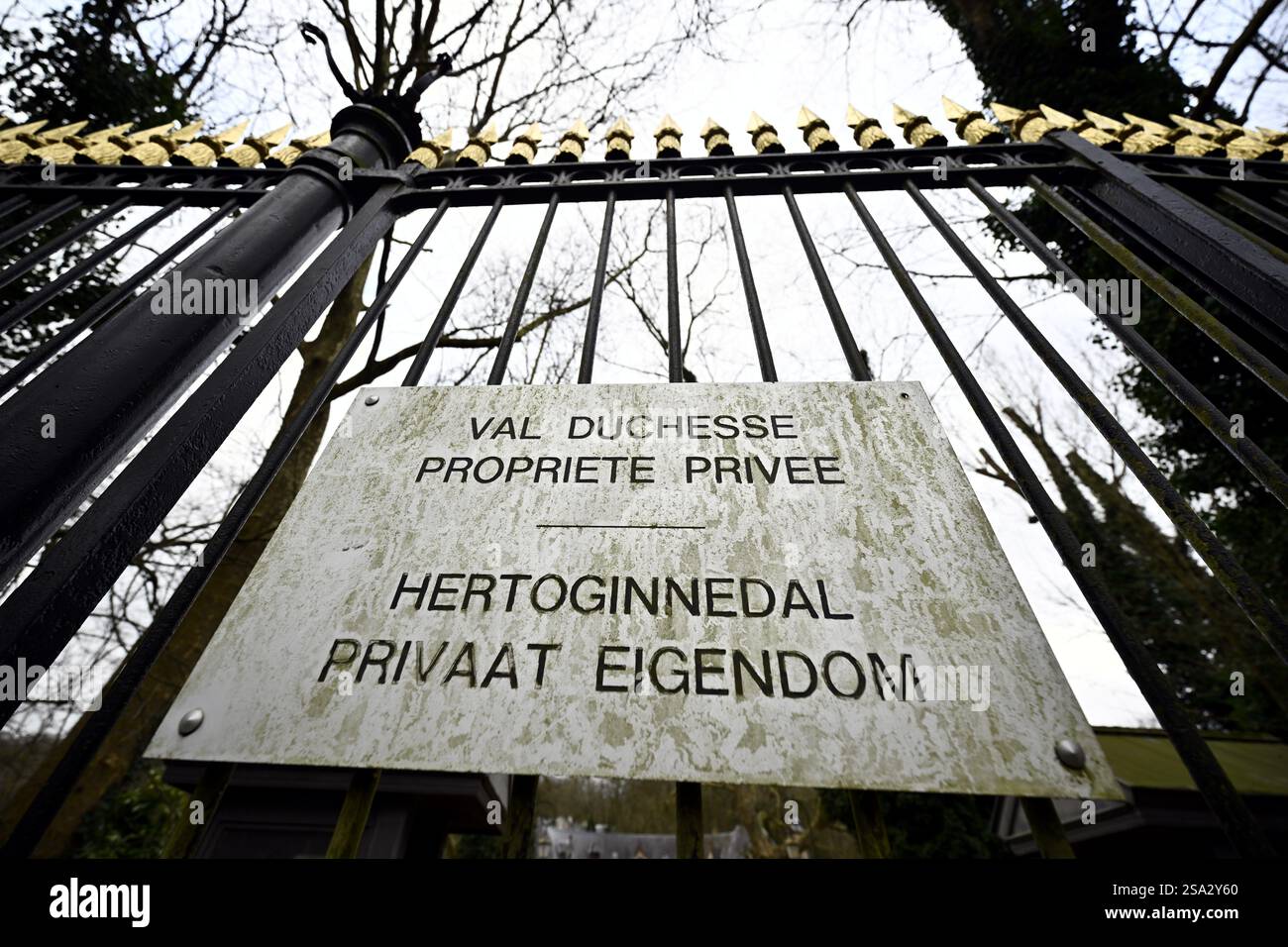Illustration picture shows a sign of the front gate of Val Duchesse ...