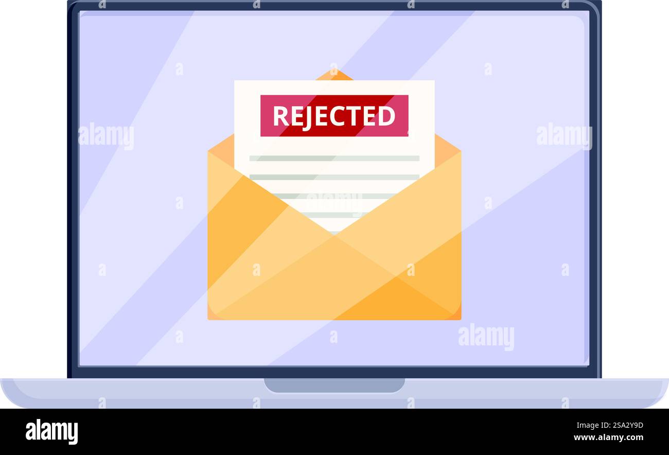 Illustration of a laptop displaying a rejected email envelope ...
