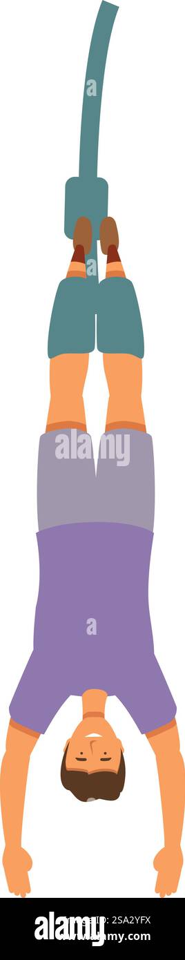 Extreme bungee jumping icon cartoon vector. Rope down. Recreation person. Extreme bungee jumping ...