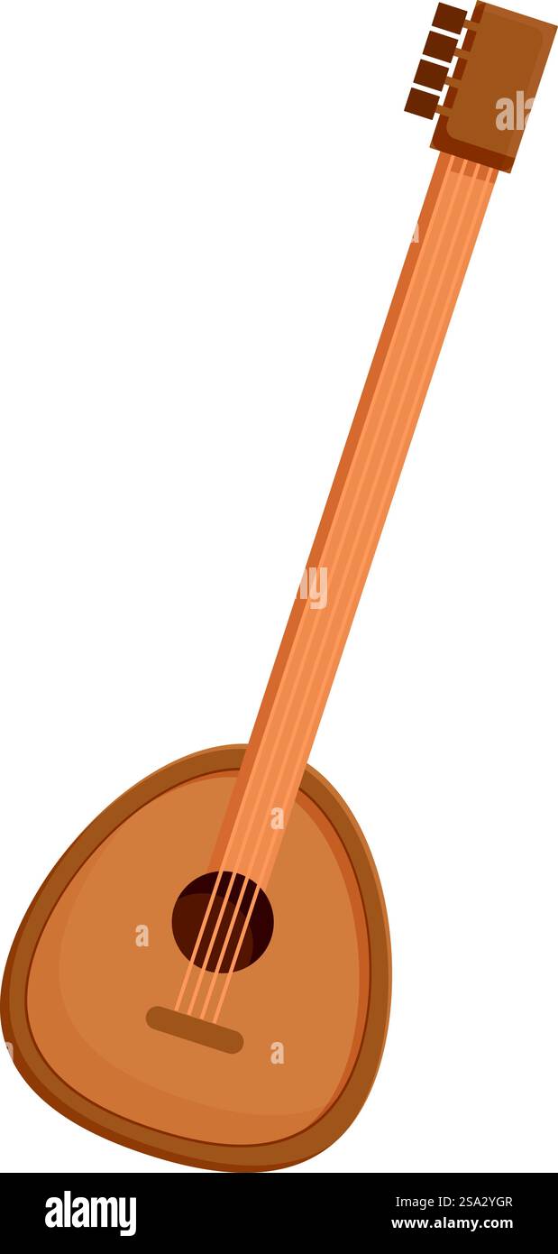 Cartoon illustration of a classic wooden lute, isolated on a white ...