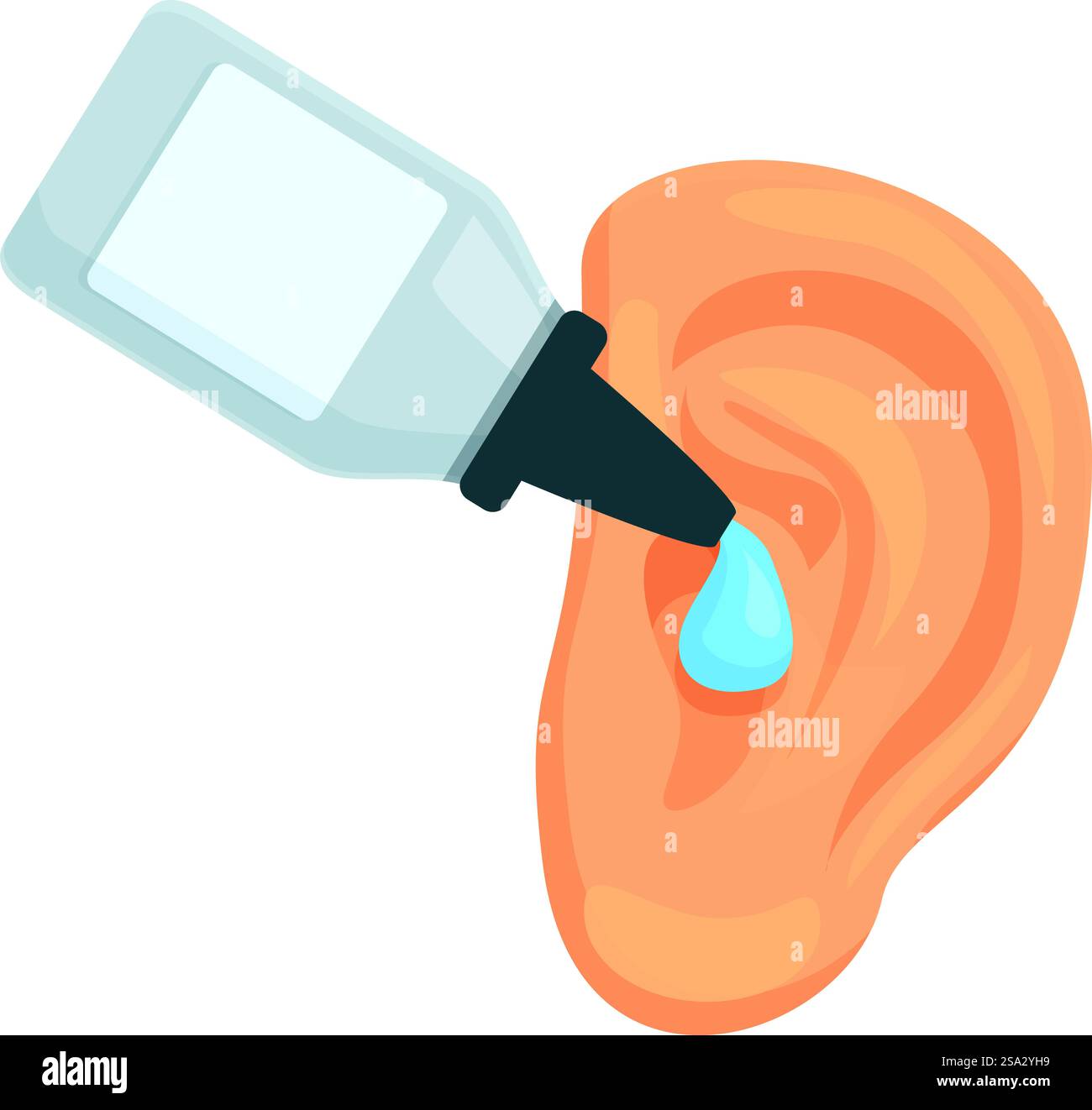 Sick ear cure icon cartoon vector. Ear drops bottle. Infection disease ...