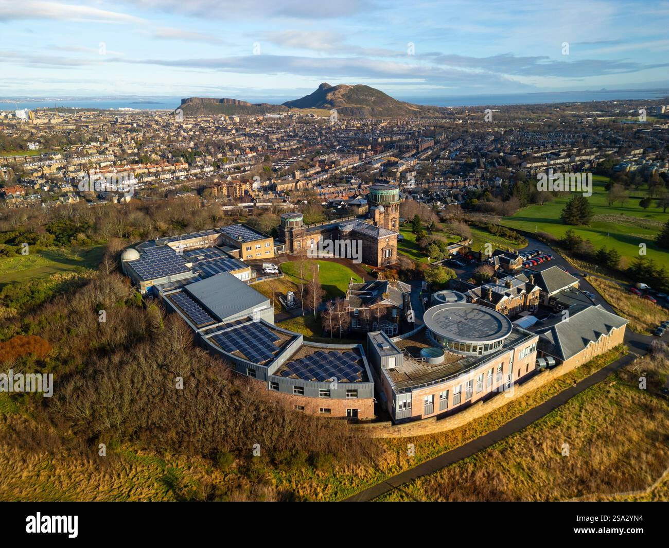 Aerial view of the Royal Observatory Edinburgh on Blackford Hill ...
