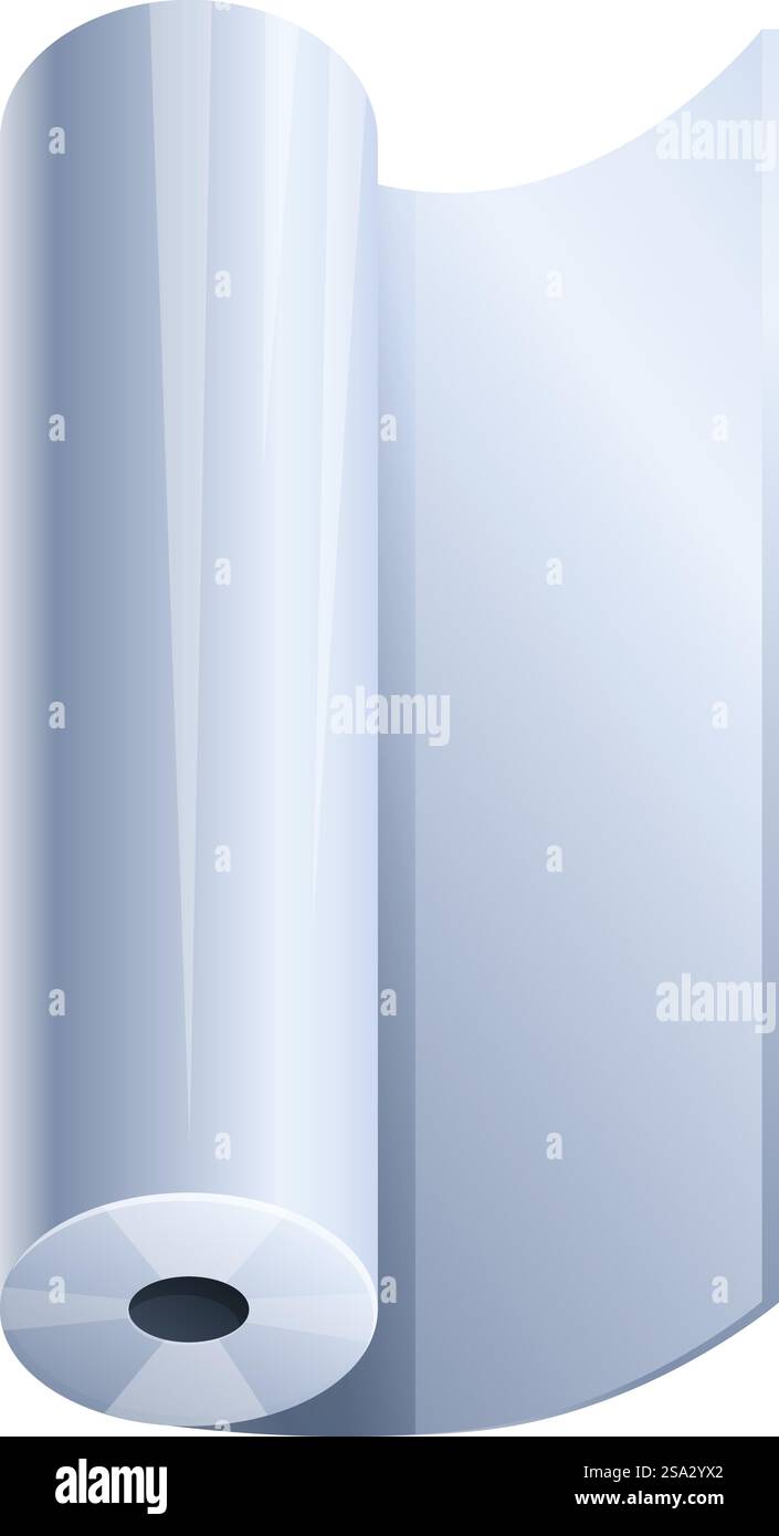 Rendered image of a shiny metal sheet rolled up, isolated on a white ...