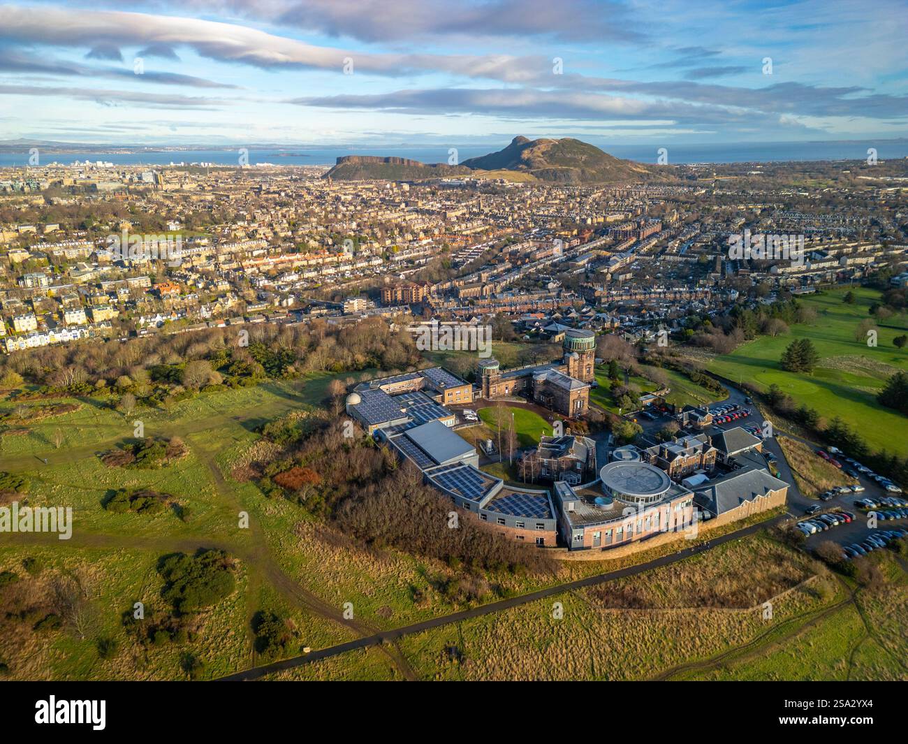 Aerial view of the Royal Observatory Edinburgh on Blackford Hill ...