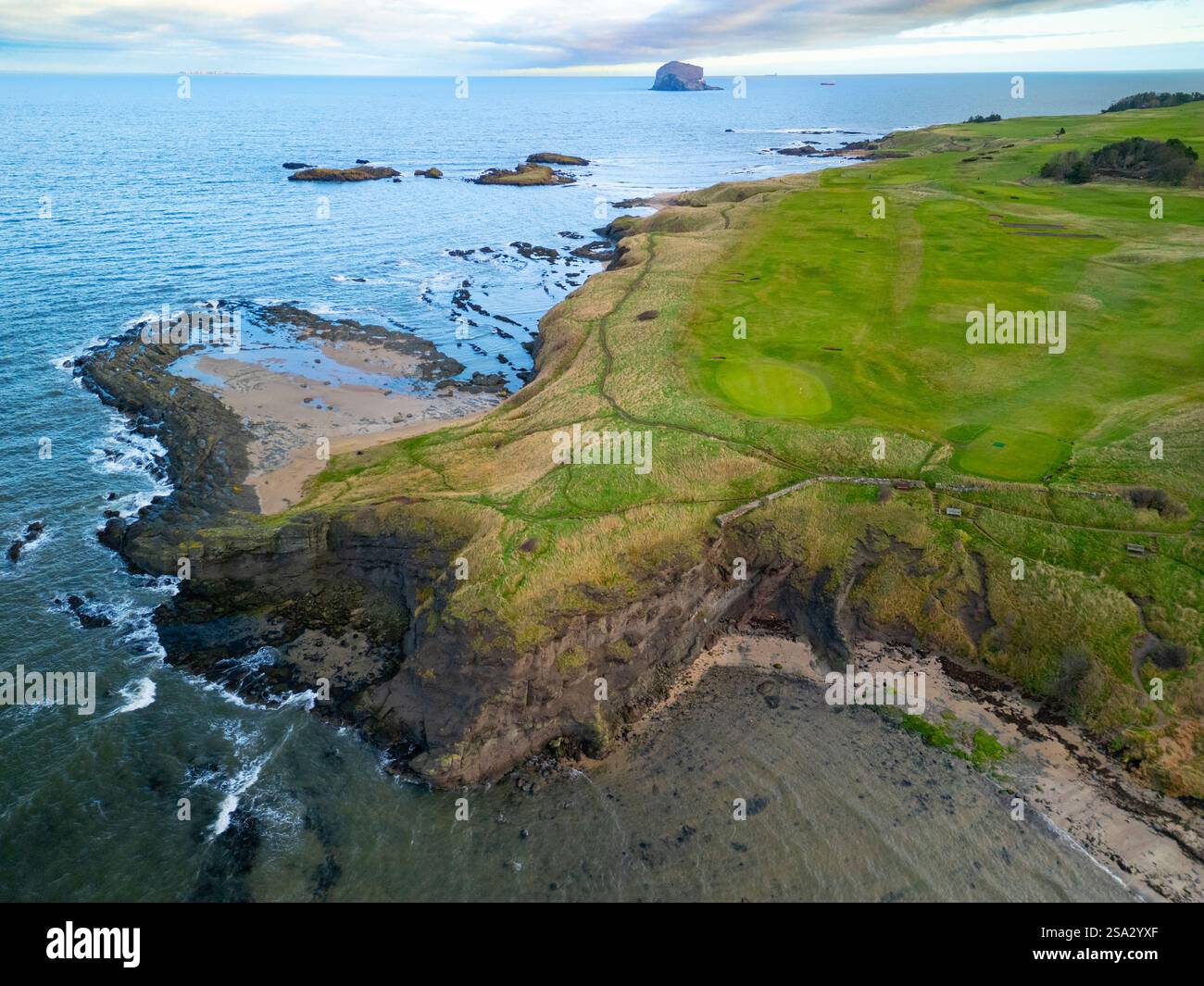 Aerial view of The Glen Golf Club in North Berwick, East Lothian ...