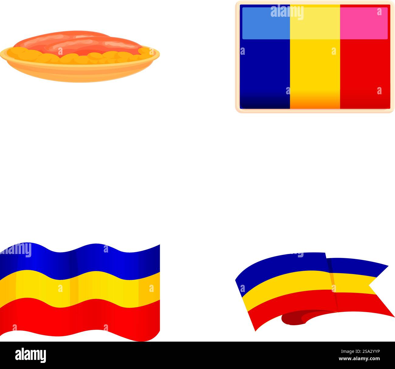 Romania flag icons set cartoon vector. Official color and proportion ...