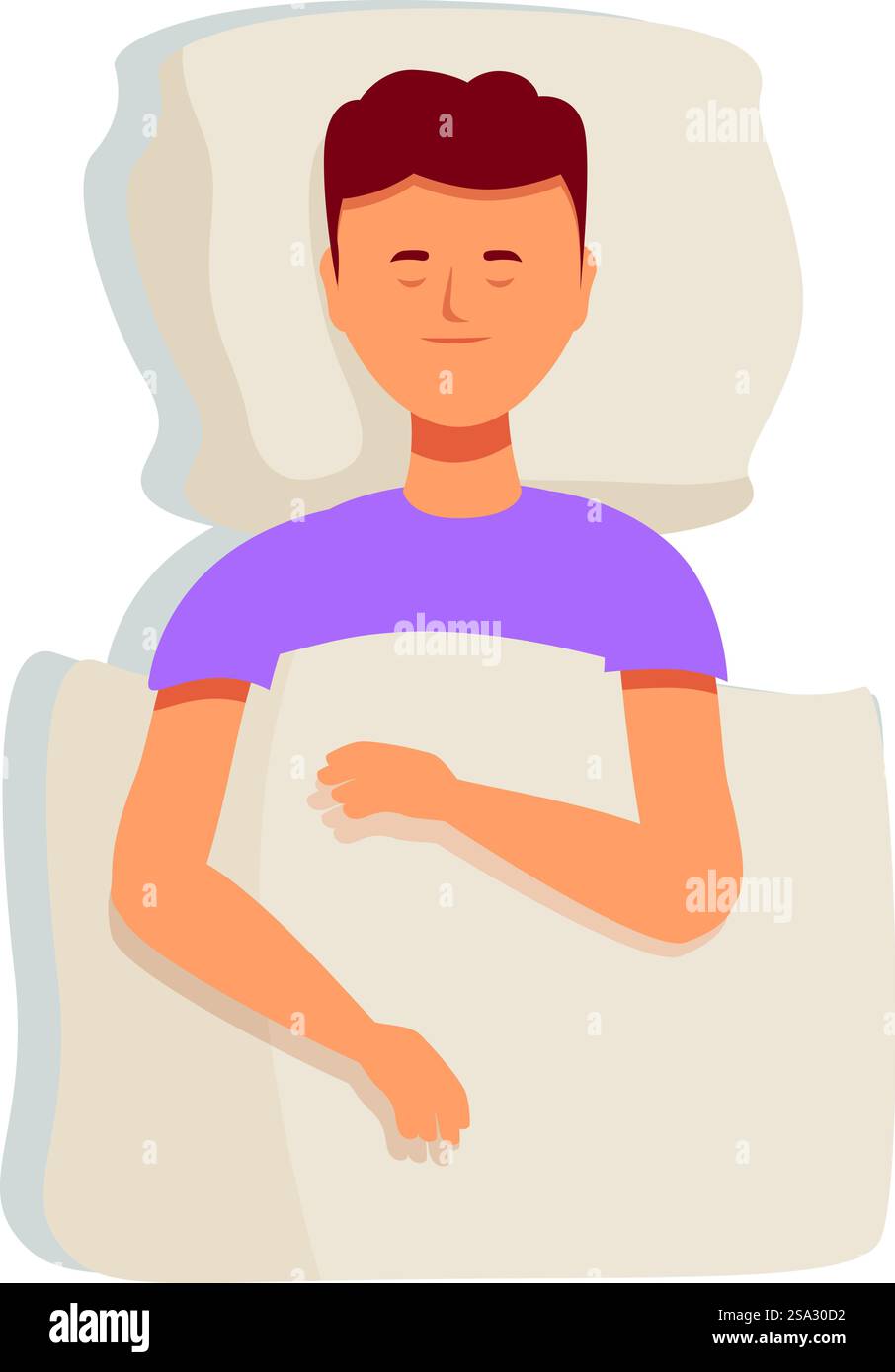 Cozy relax man icon cartoon vector. Calm sleep happy. Bedtime duvet ...