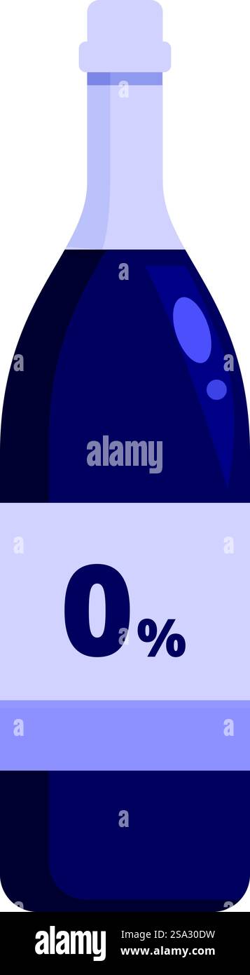 Zero alcohol champagne bottle icon cartoon vector. Non alcoholic drink ...