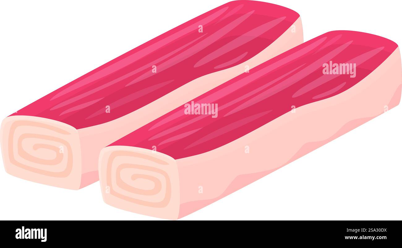 Digital illustration of two slices of bacon in isometric style, perfect for foodrelated designs ...