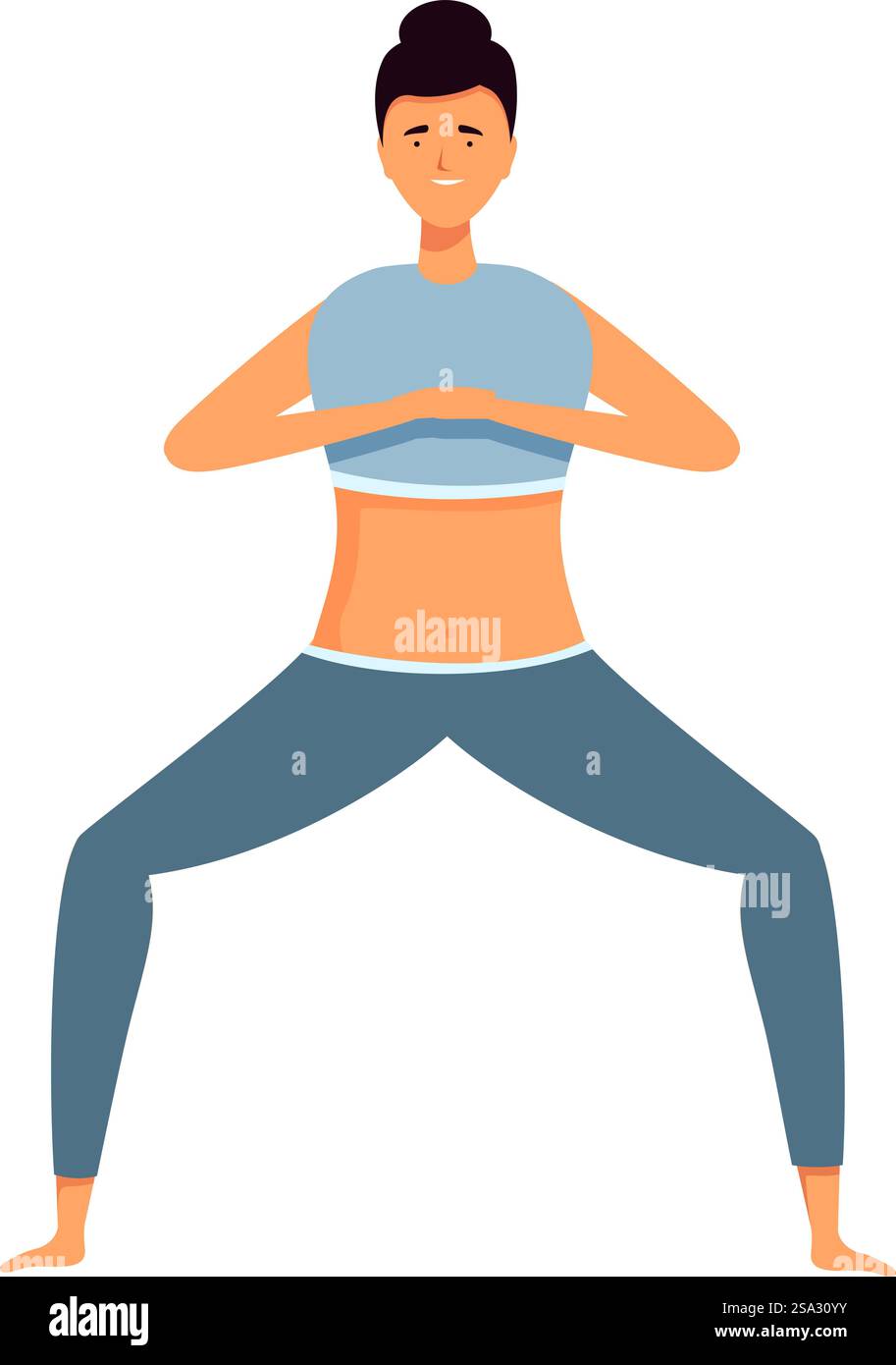 Vector illustration of a woman in a yoga goddess pose for fitness and ...