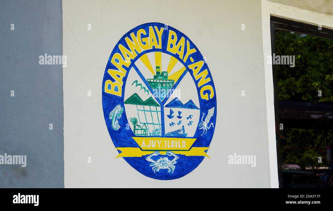 A hand-painted sign on a wall reading "BARANGAY BAY-ANG" in Iloilo ...