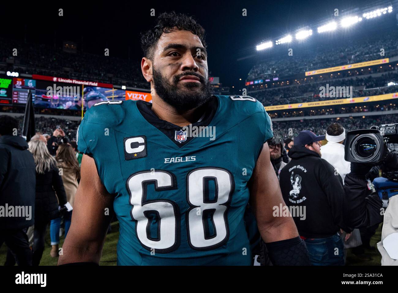 Philadelphia Eagles tackle Jordan Mailata (68) looks on following the ...