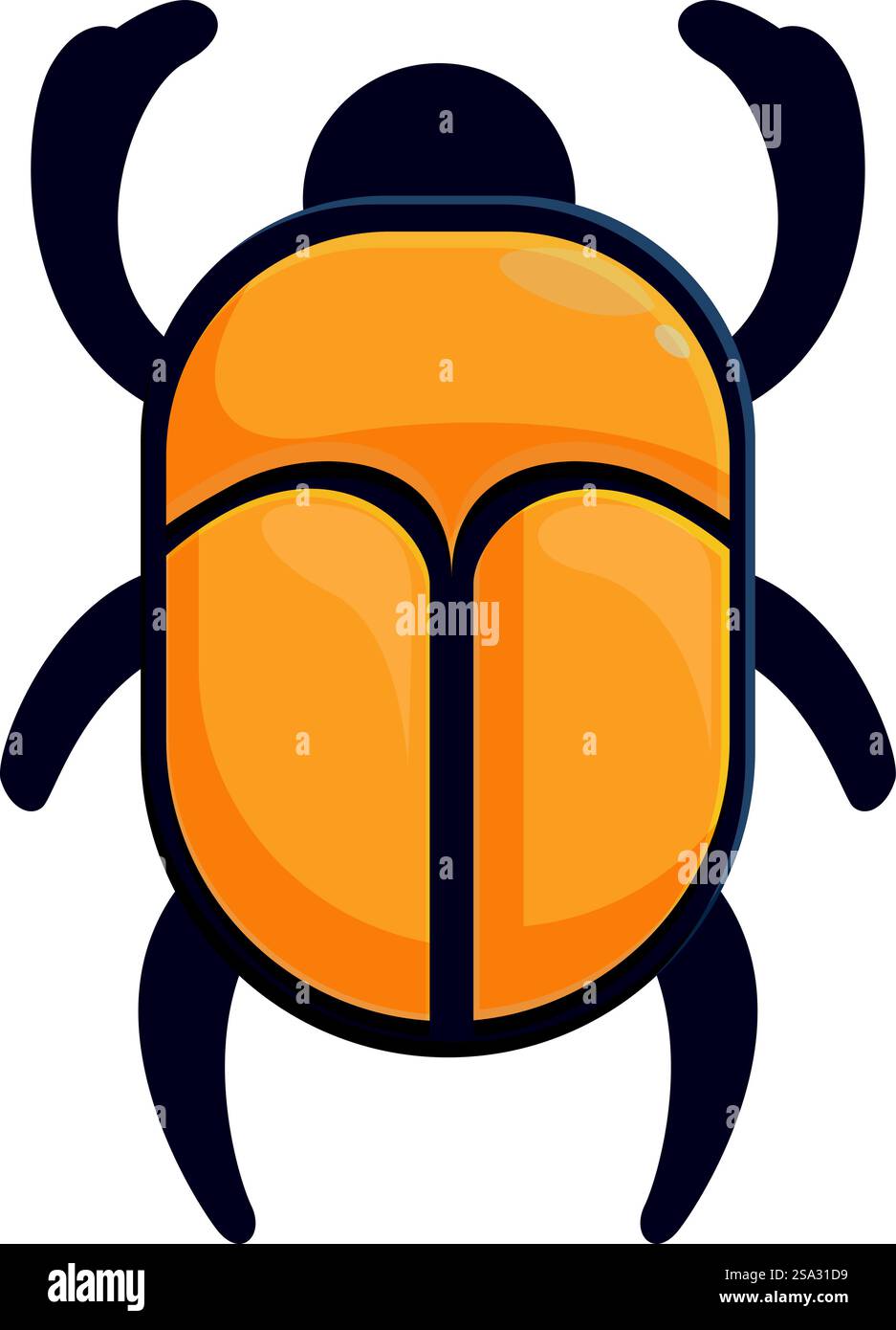 Colorful cartoon illustration of a friendly. Vibrant orange beetle ...