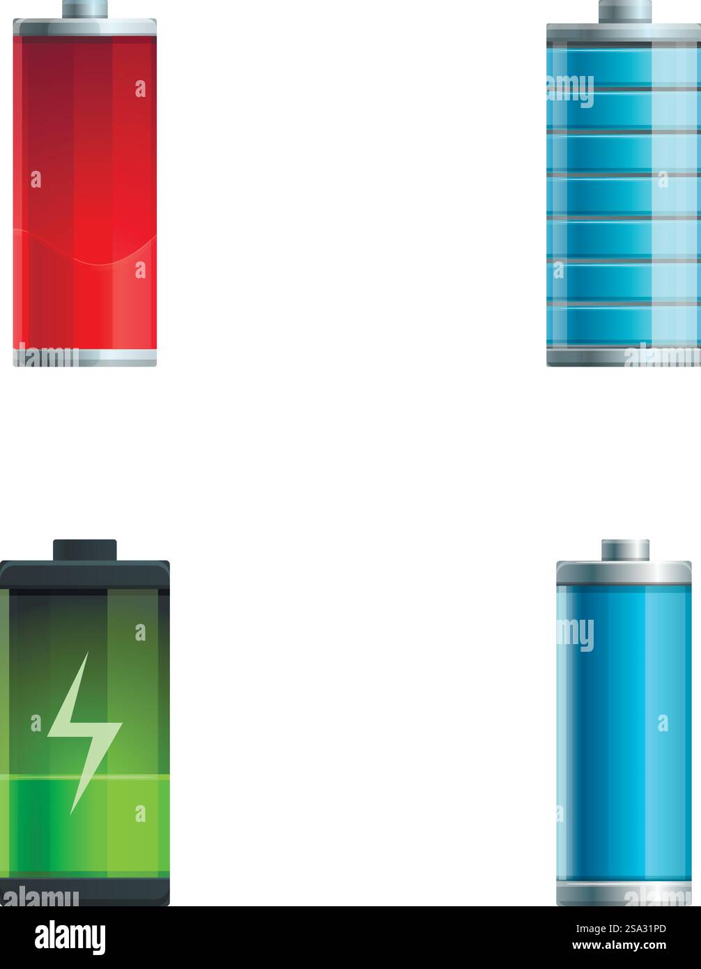 Battery icons set cartoon vector. Battery with different level of ...