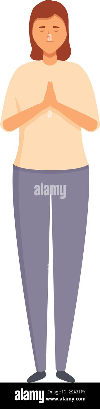 Female Love God believe icon cartoon vector. Spiritual gesture. Emotion ...