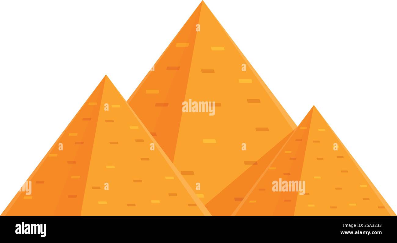 Flat design vector graphic of stylized orange pyramids on an isolated ...