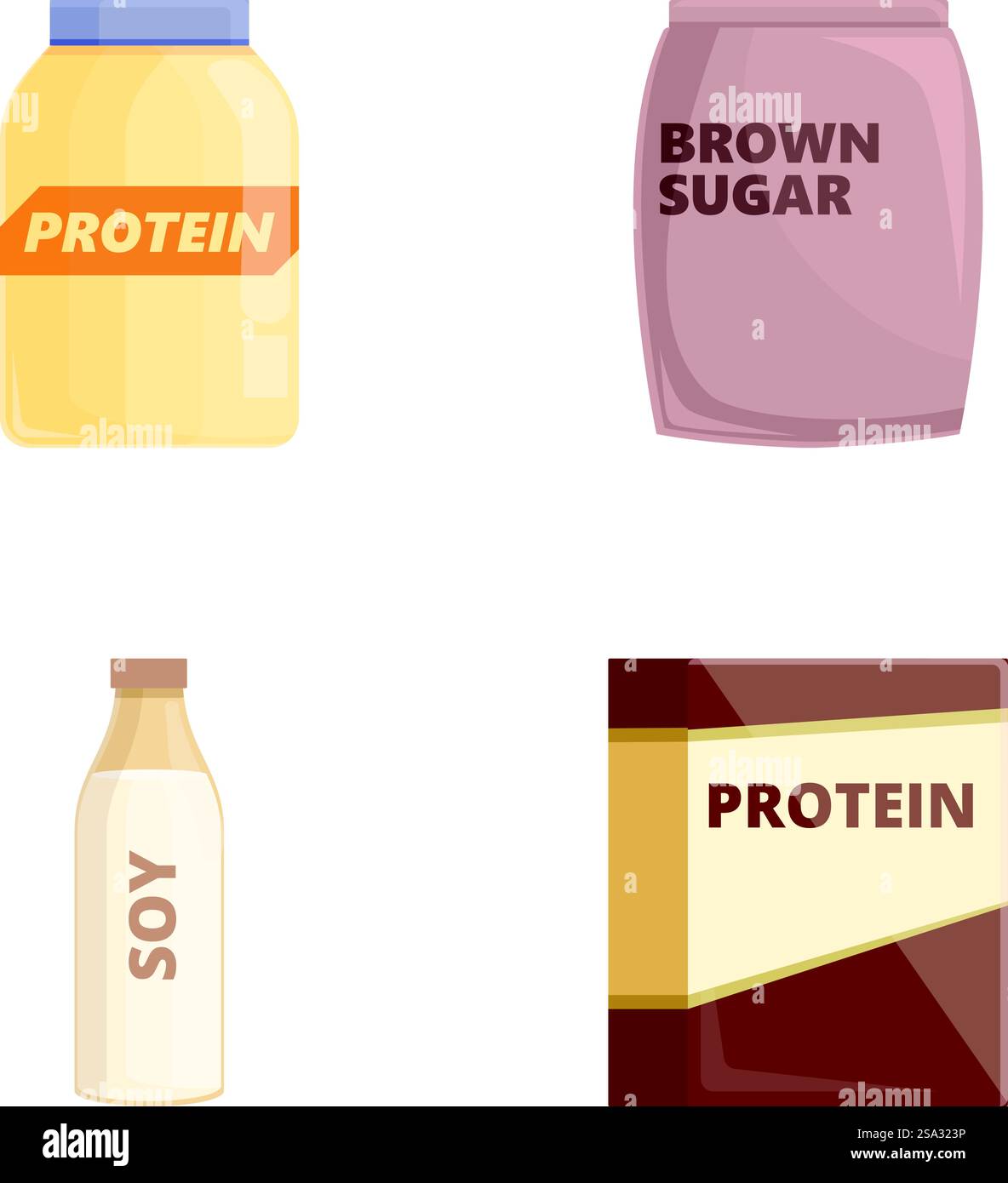 Artificial protein icons set cartoon vector. Food substitute in various ...