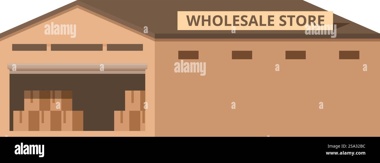Wholesale store building marketplace icon cartoon vector. Storage shop ...