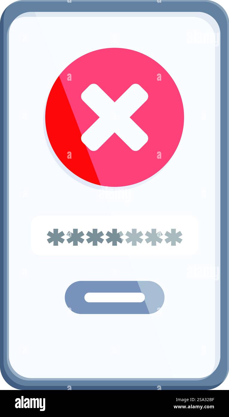 Smartphone wrong password icon cartoon vector. Incorrect safety. System reset. Smartphone wrong ...