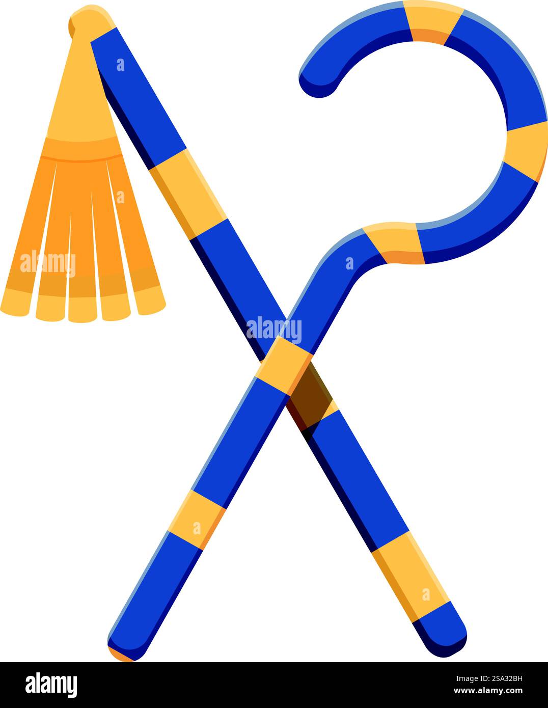 Vector illustration of a cartoon crook and flail, iconic symbols of ...